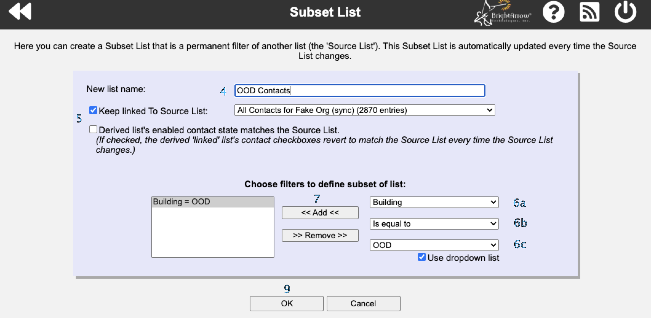 Creating a Subset List - BrightArrow Technologies Knowledge Base