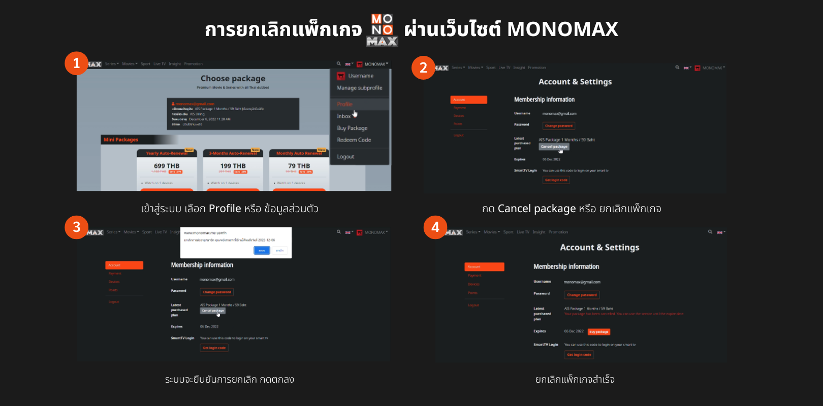 แพ็กเกจและการชำระเงินผ่านช่องทาง AIS - Monomax Help Center