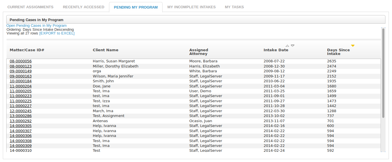 Reports and Graphs on Home Pages and Section Fronts - LegalServer Help