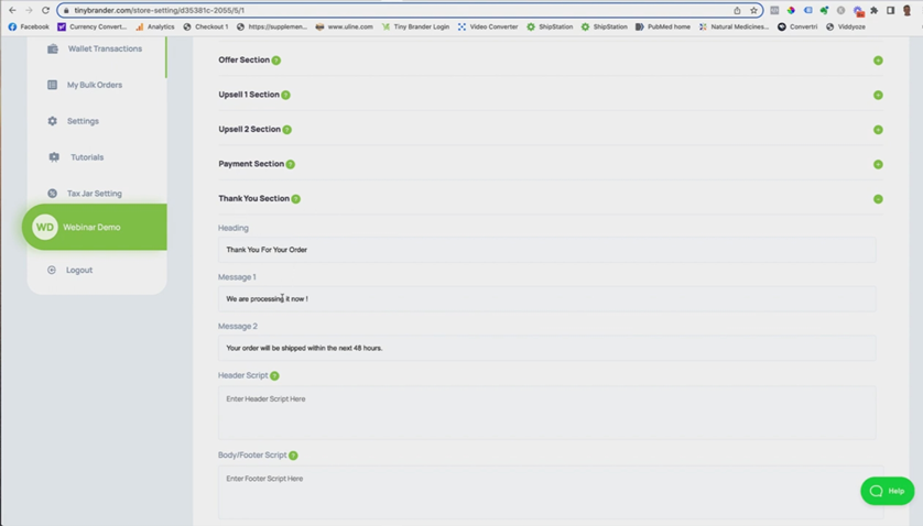 Step 6 Thankyou Section - Tiny Brander LLC Knowledge Base