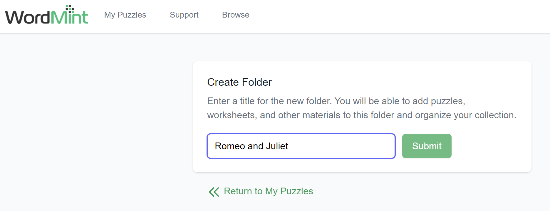 Organizing my Puzzles - WordMint Docs