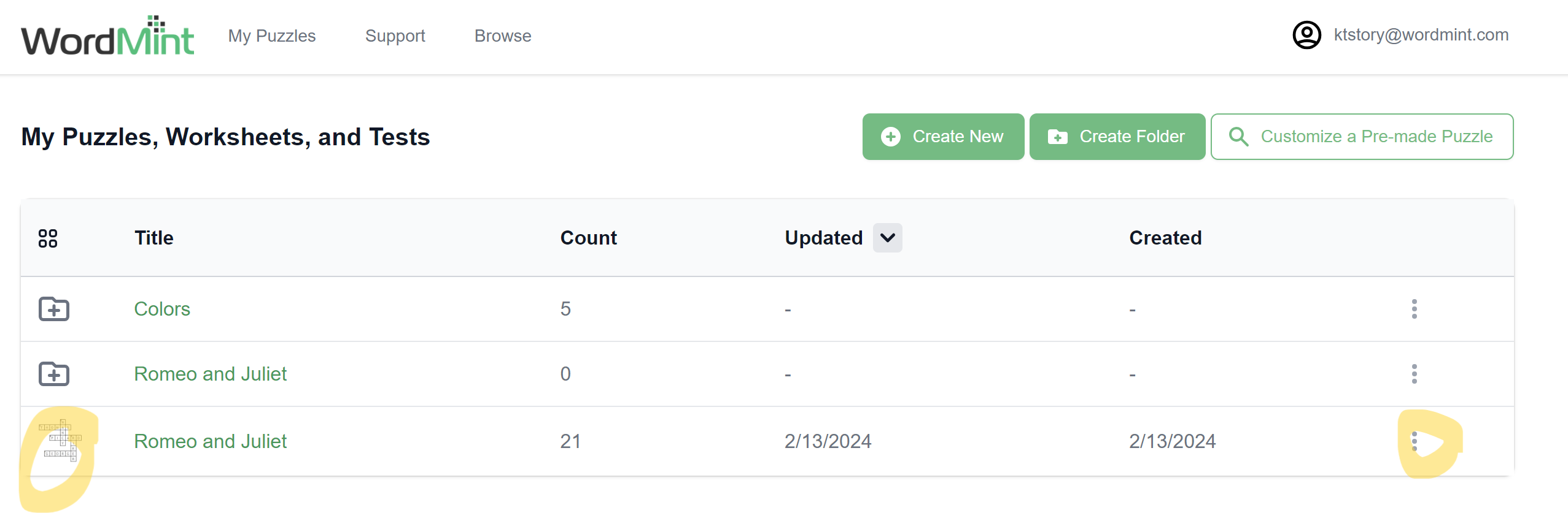 Organizing my Puzzles - WordMint Docs