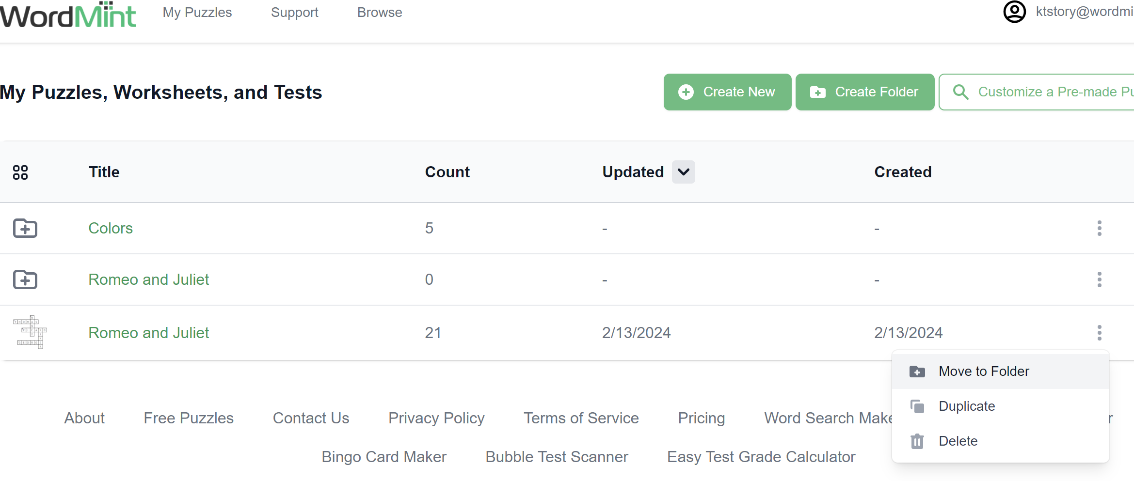 Organizing my Puzzles - WordMint Docs