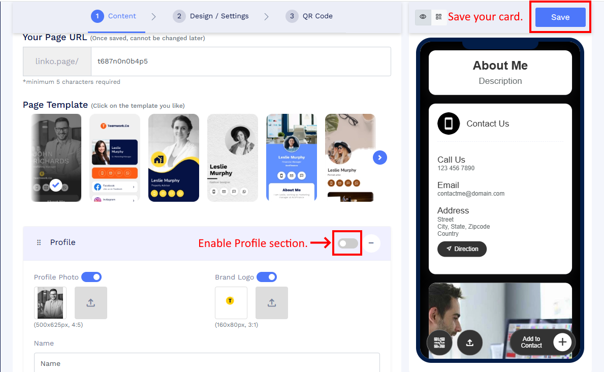 Why do I see the message “Profile name and sub heading are required to ...