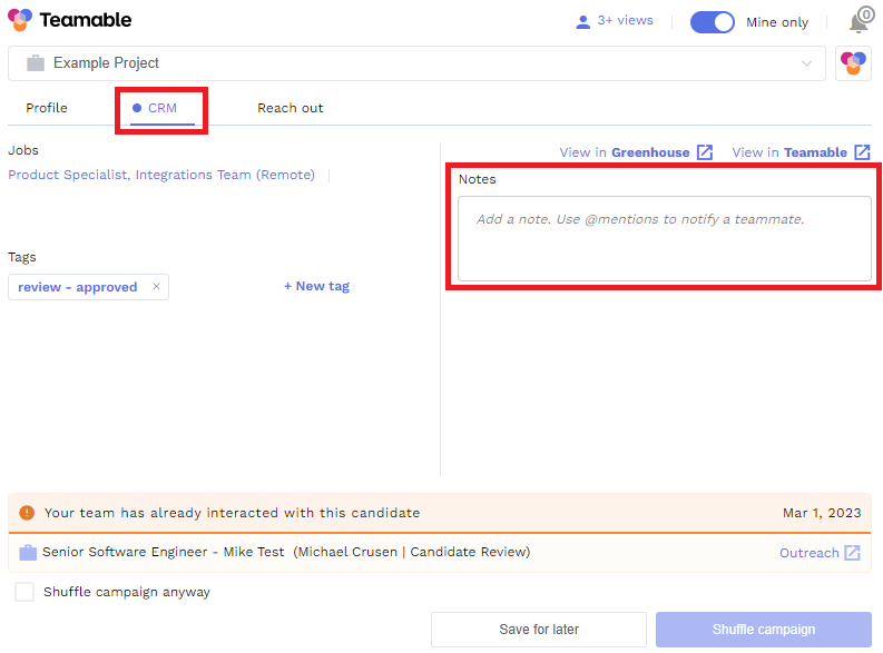 Chrome Extension Tab: CRM - Teamable Help Center