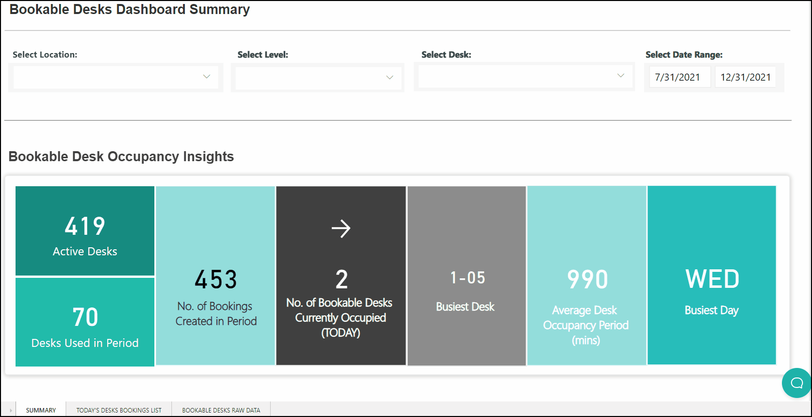 How to Use Bookable Desk Insights - Space Connect