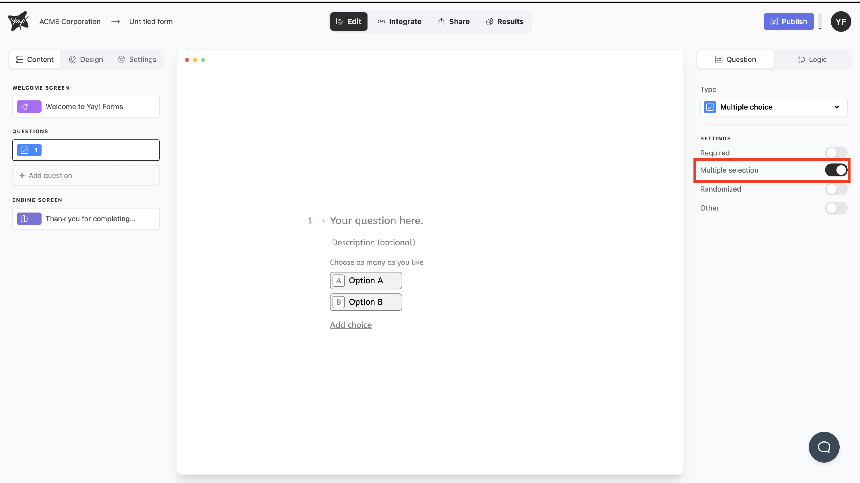 How To Customize Multiple choice Questions Yay Forms Knowledge Base