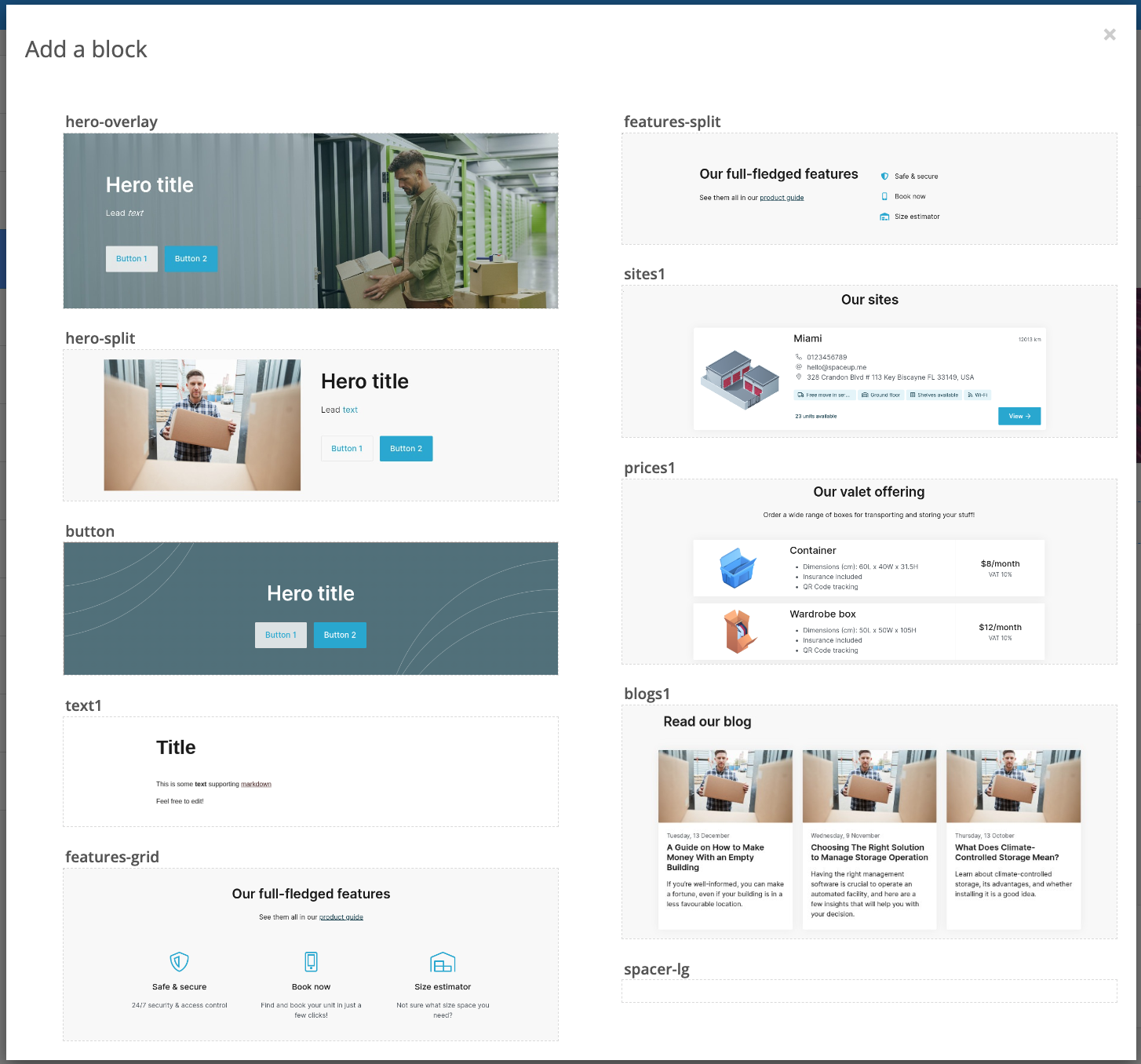 Blocks: Overview - Storeganise Help
