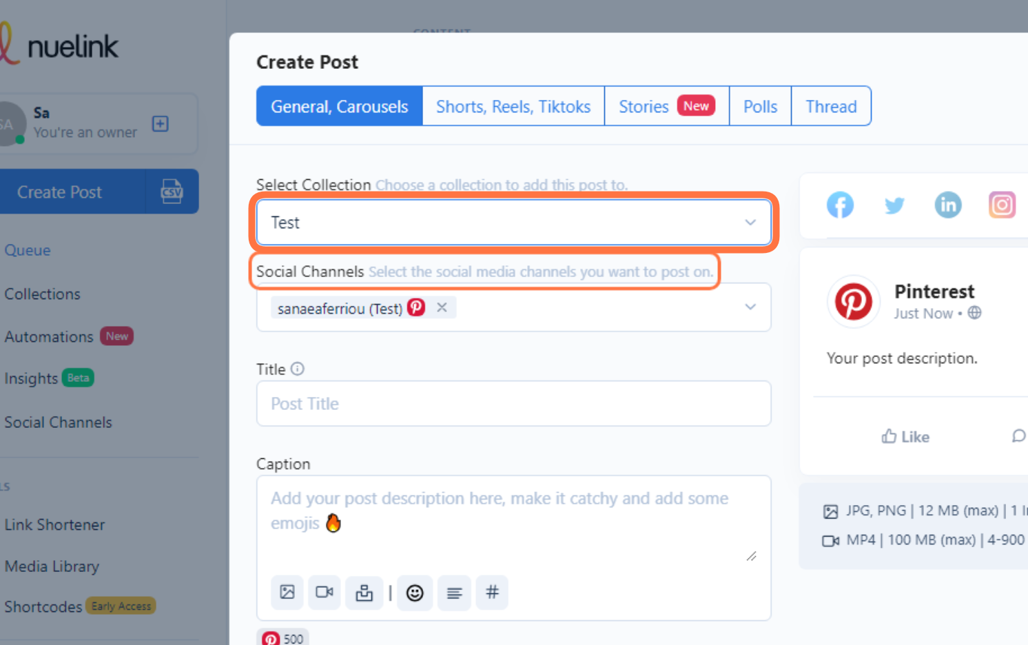 How to Create a Pin Post - Nuelink
