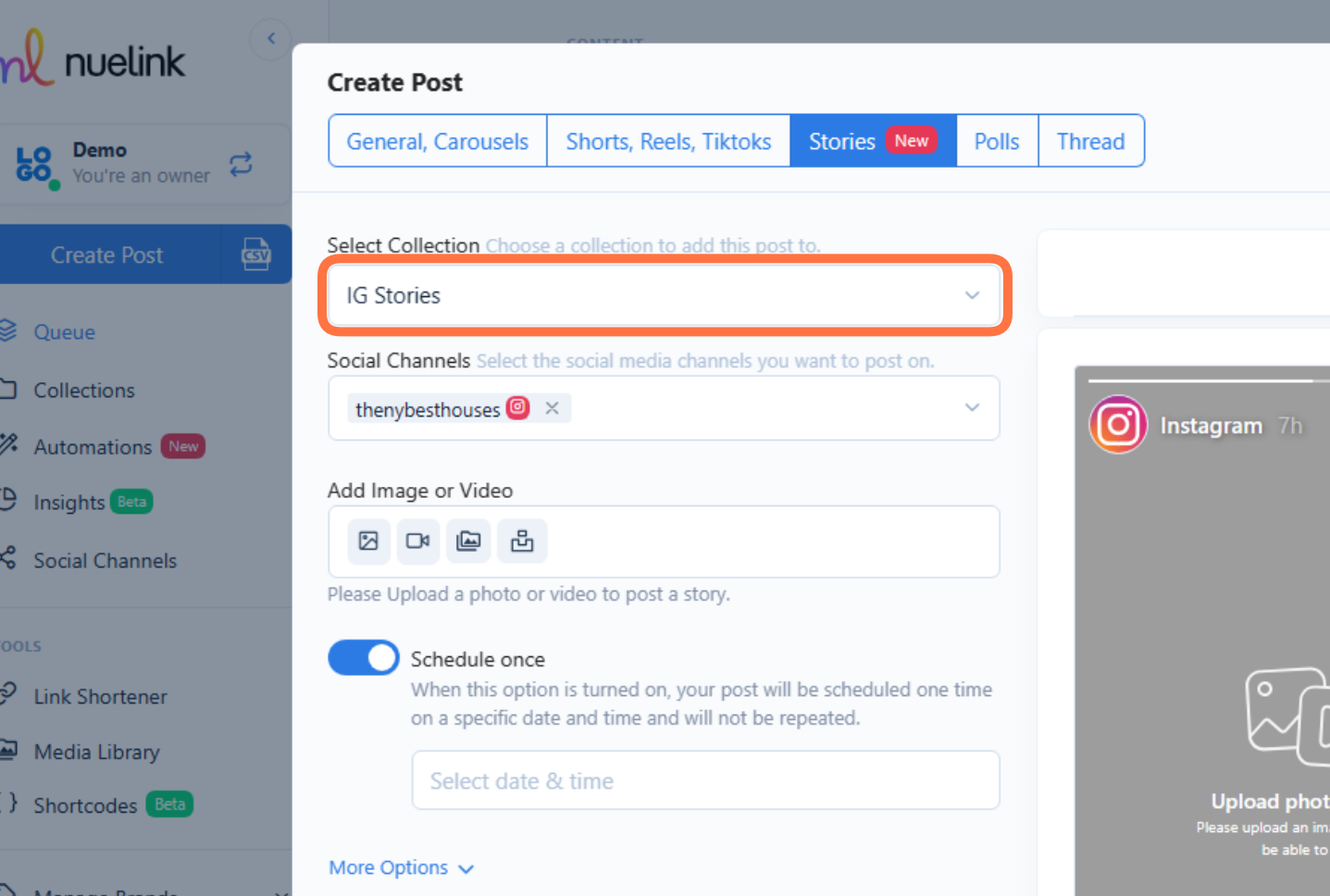 How to Create an Instagram Stories Post - Nuelink