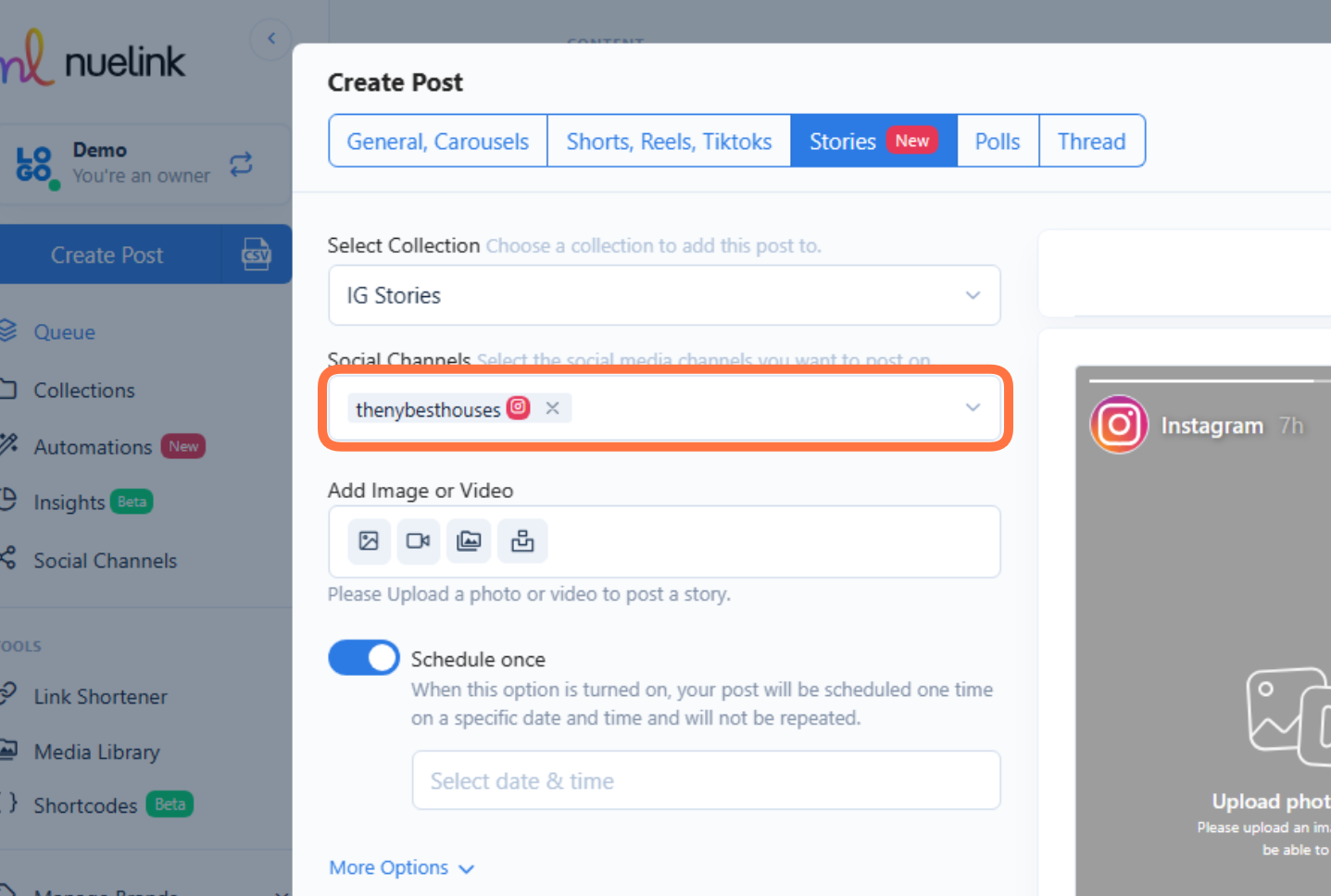 How to Create an Instagram Stories Post - Nuelink