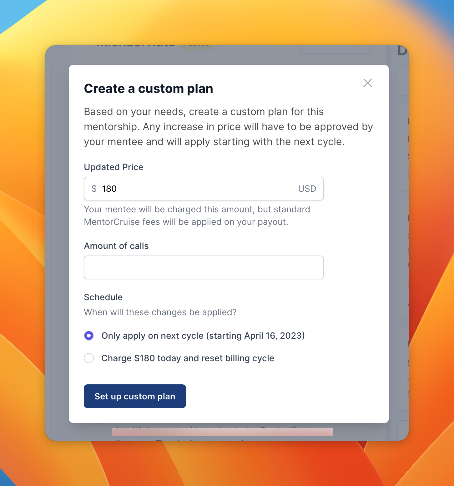 How do custom plans work? - MentorCruise Help Center