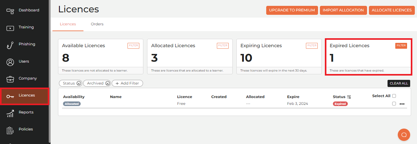 Licences: Upgrading to Premium - Support Centre