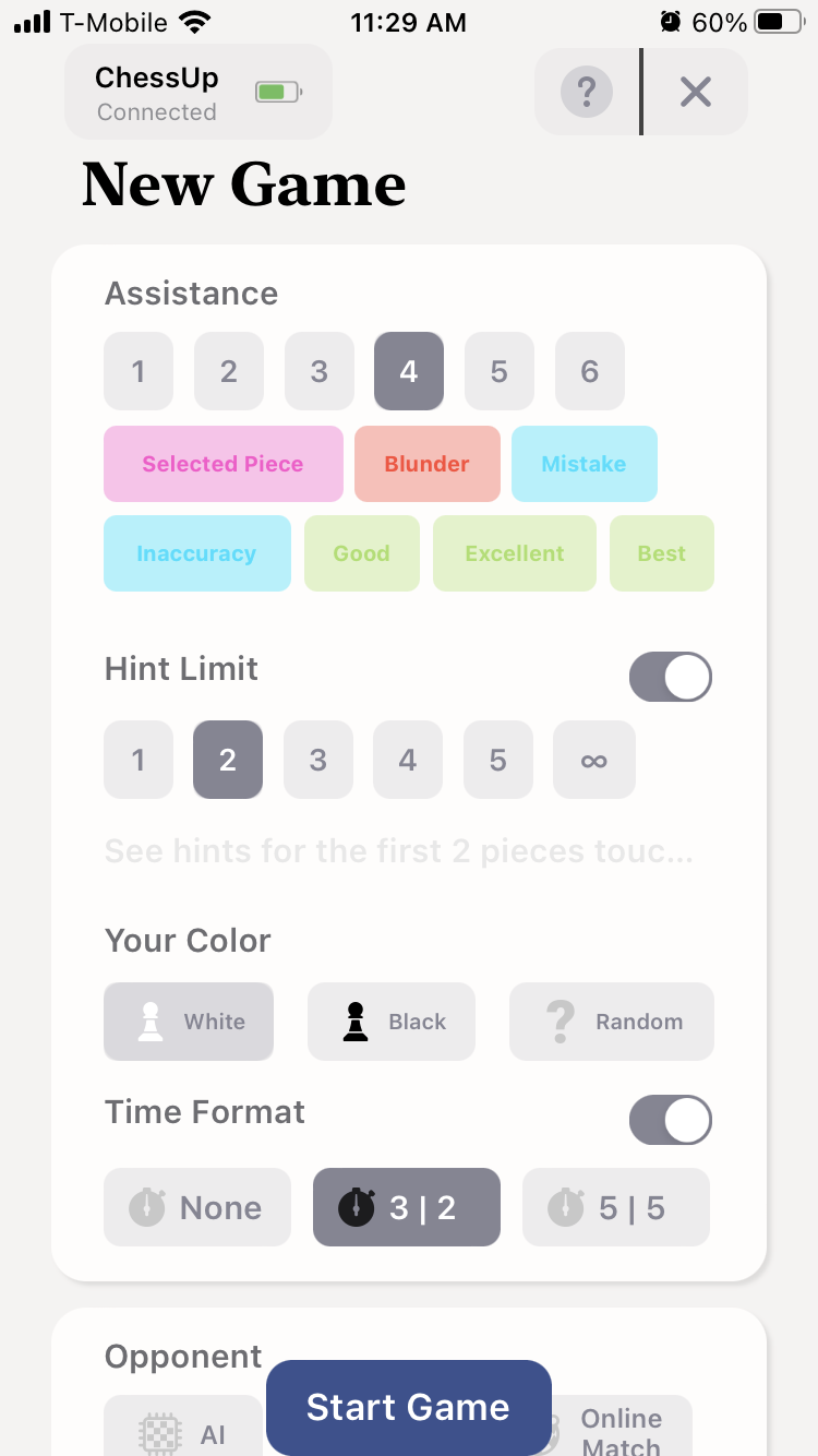 How to Setup a Game - App - ChessUp Knowledge Base