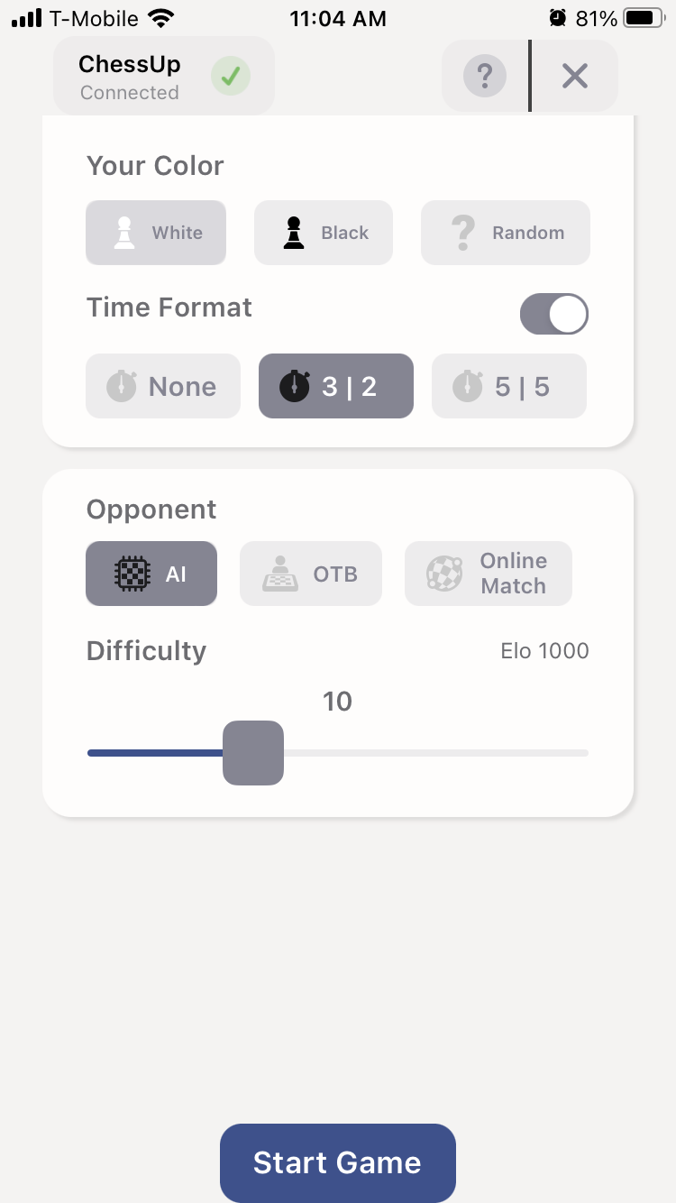 How to Setup a Game - App - ChessUp Knowledge Base