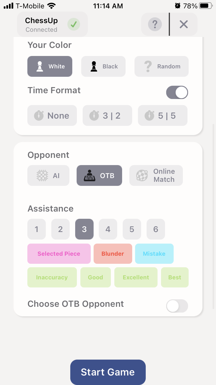 How to Setup a Game - App - ChessUp Knowledge Base