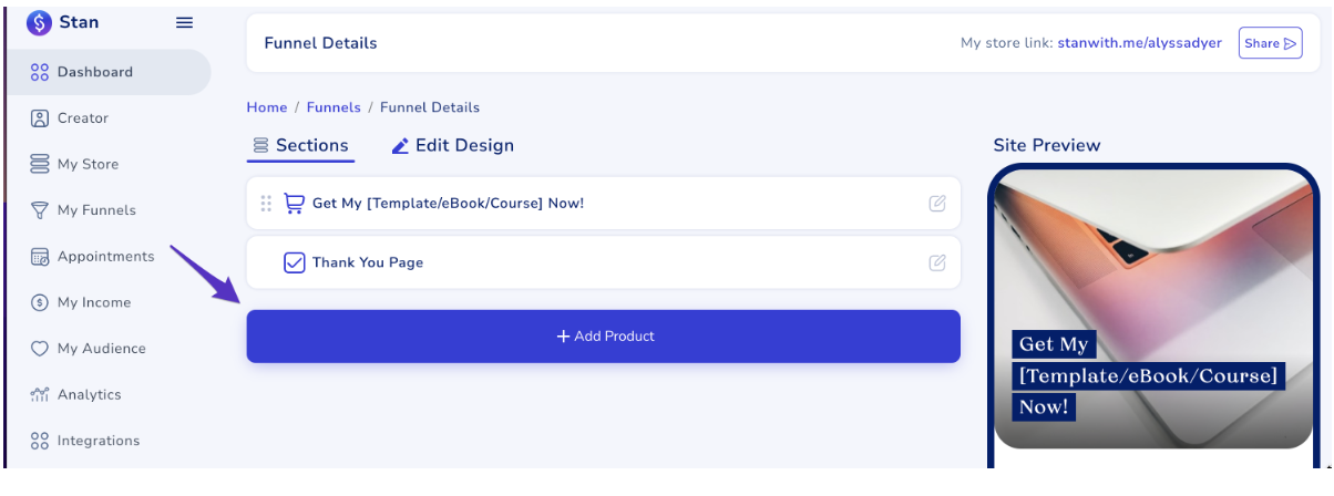 My Funnels Product - Stan Store Help Center
