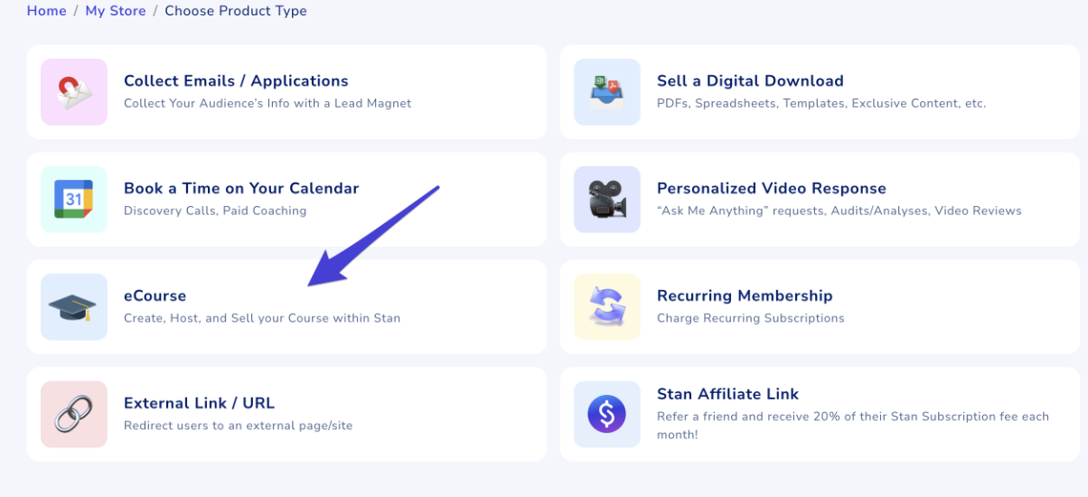 eCourse Product - Stan Store Help Center
