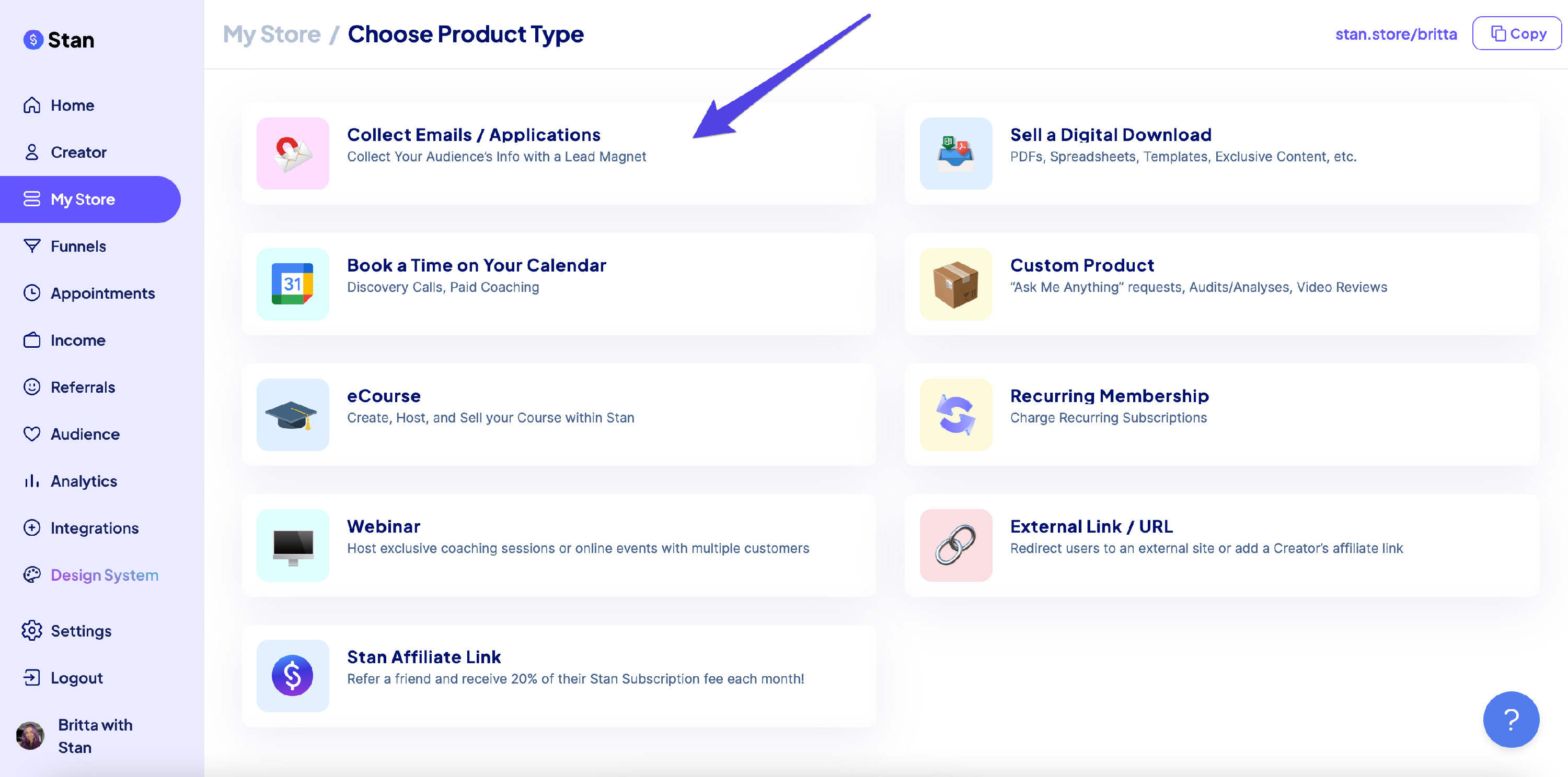 Collect Emails & Applications Product - Stan Store Help Center