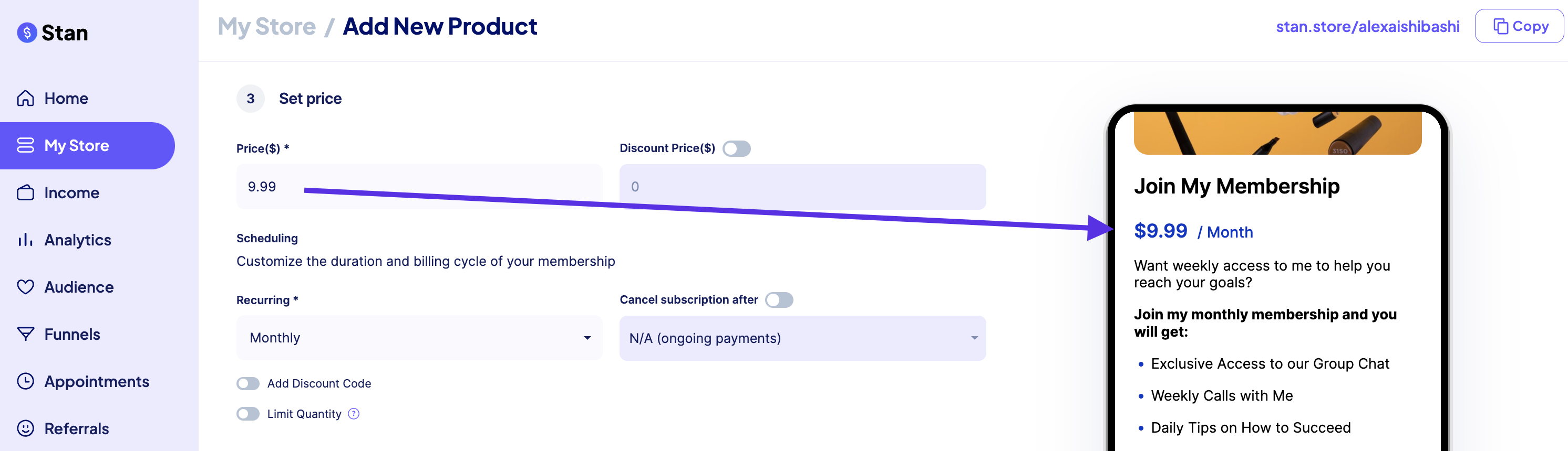 How to Create a Recurring Membership Product - Stan Store Help Center