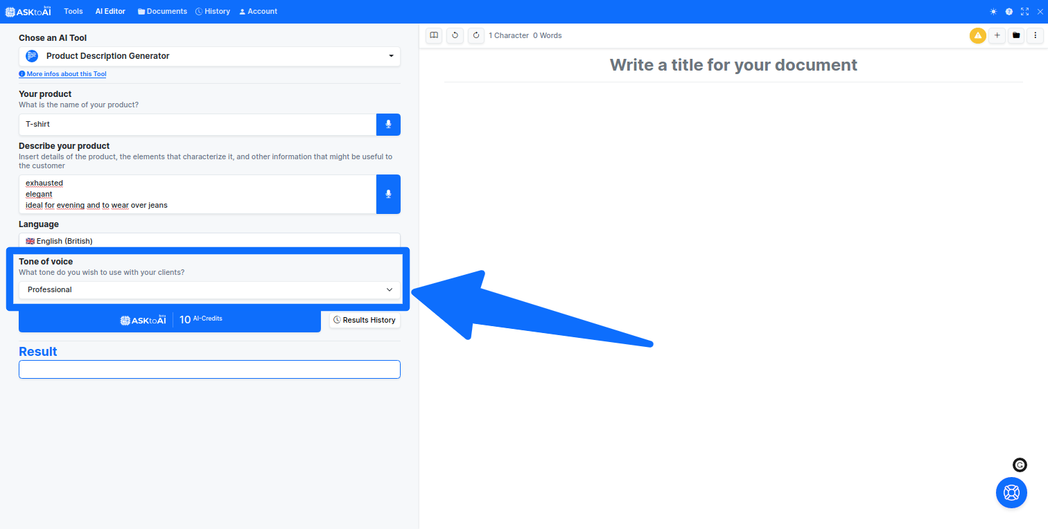 Product Description Generator - ASKtoAI Knowledge Base