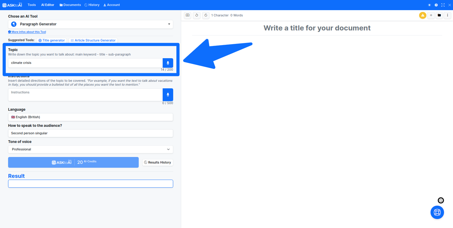 Paragraph Generator - ASKtoAI Knowledge Base