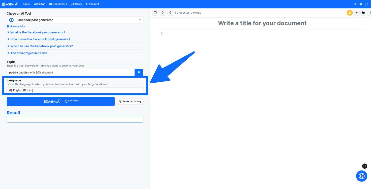 Facebook post generator - ASKtoAI Knowledge Base