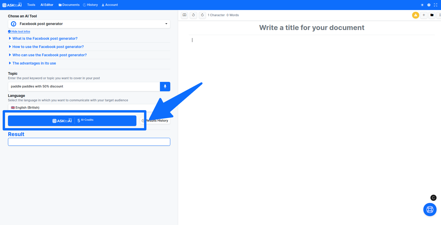 Facebook post generator - ASKtoAI Knowledge Base