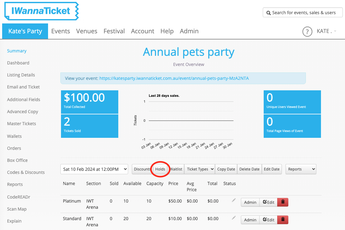 How to use general allocation holds - IWannaTicket Knowledge Base