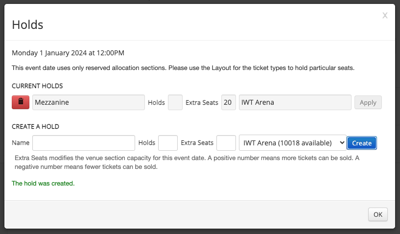 How to use general allocation holds - IWannaTicket Knowledge Base