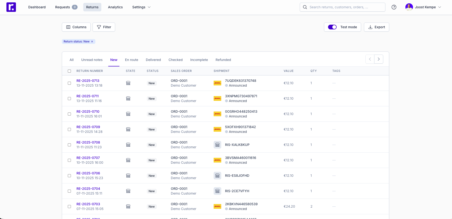 Processing a return order - Returnless | Product Guide