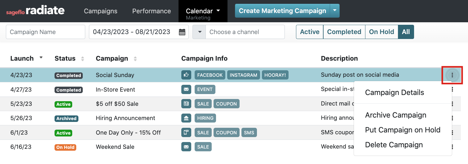 Working with Marketing Schedules - Radiate Knowledge Base