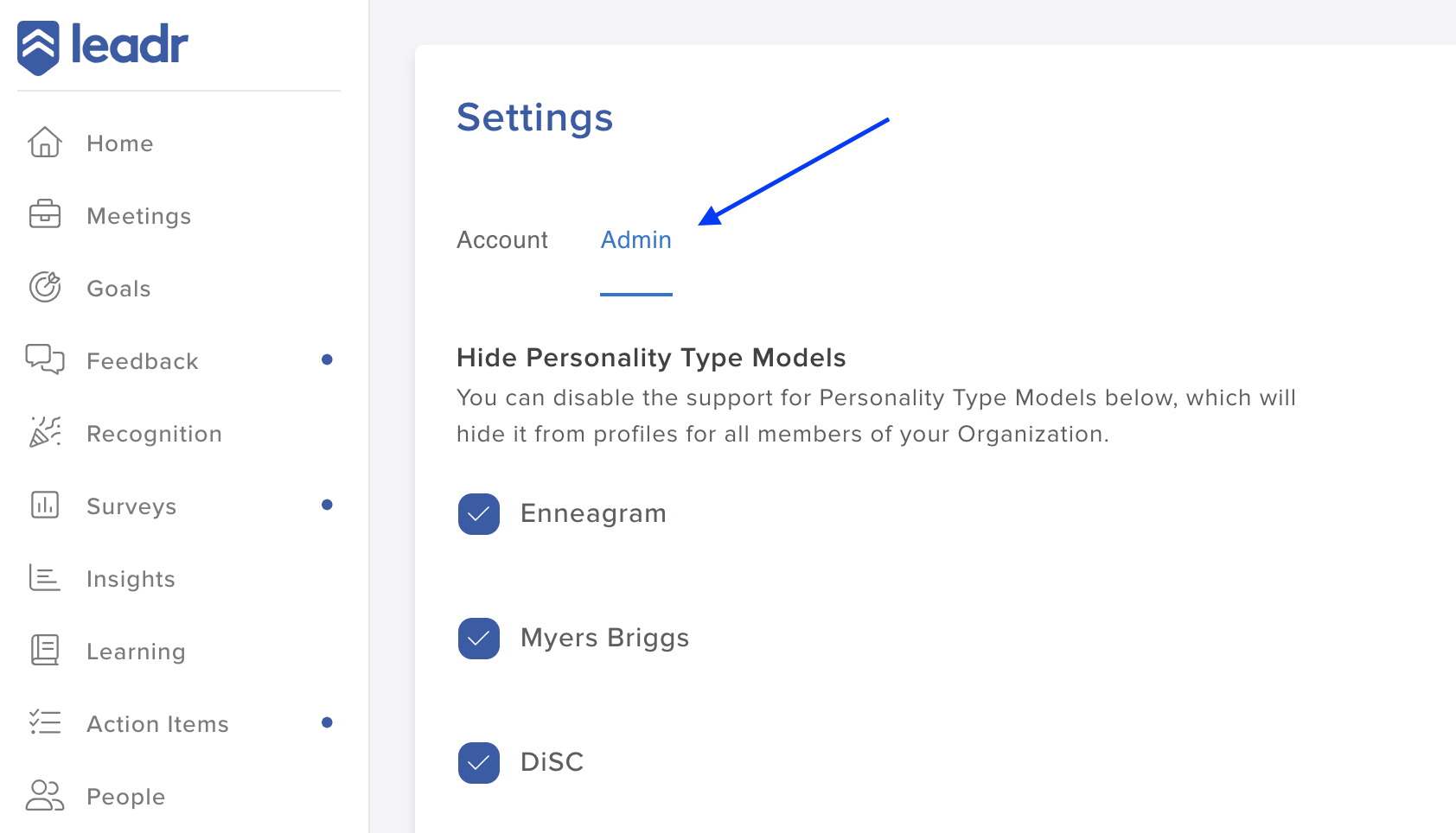 Organization Settings - Leadr Knowledge Base