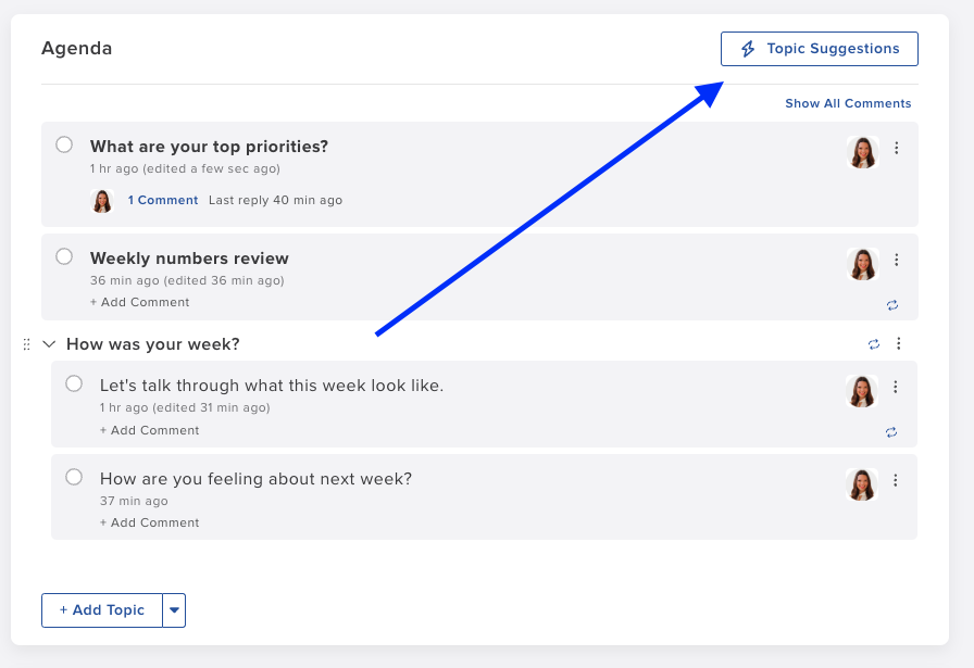 Sections, Topics, Action Items, and Templates - Leadr Knowledge Base
