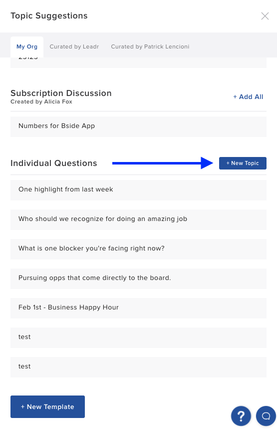 Sections, Topics, Action Items, and Templates - Leadr Knowledge Base