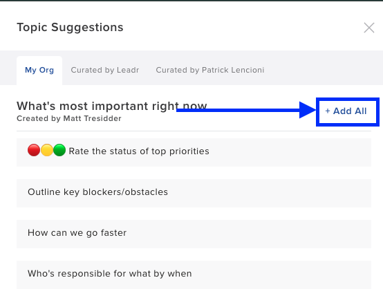 Sections, Topics, Action Items, and Templates - Leadr Knowledge Base