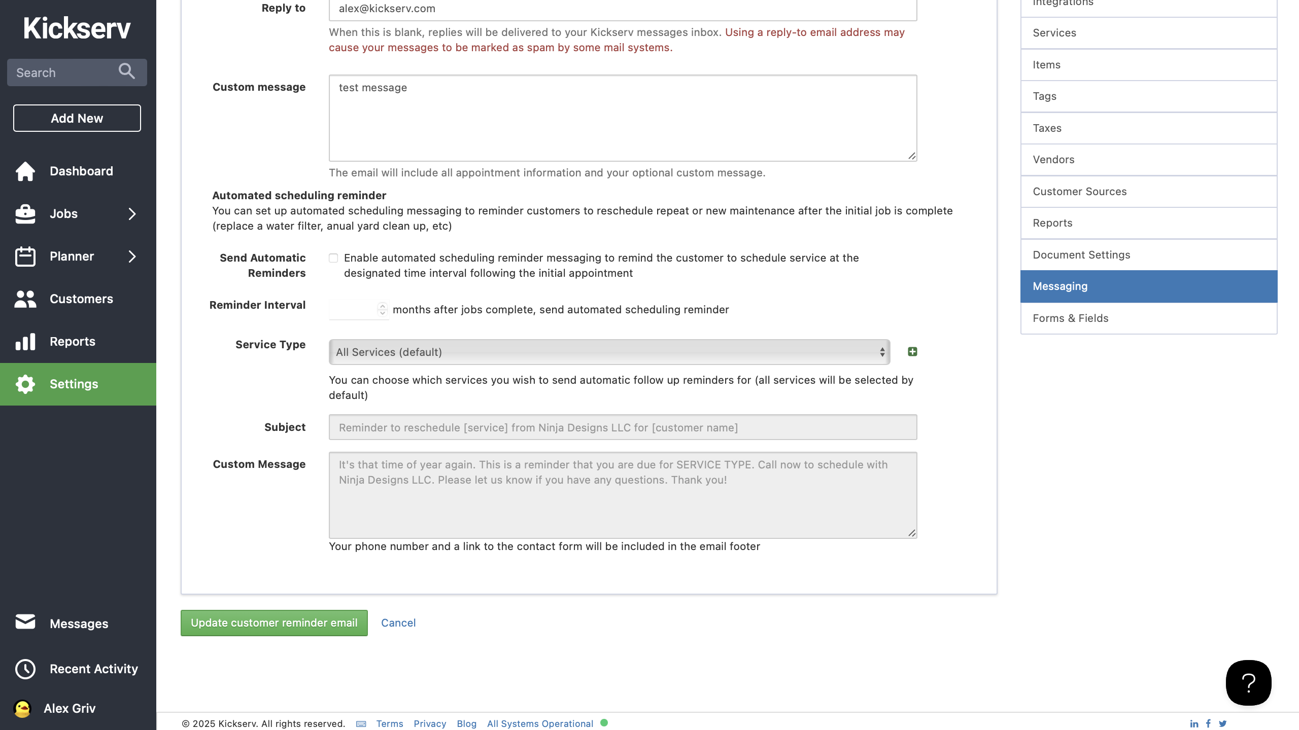 Automated Scheduling Reminders - Kickserv Knowledge Center