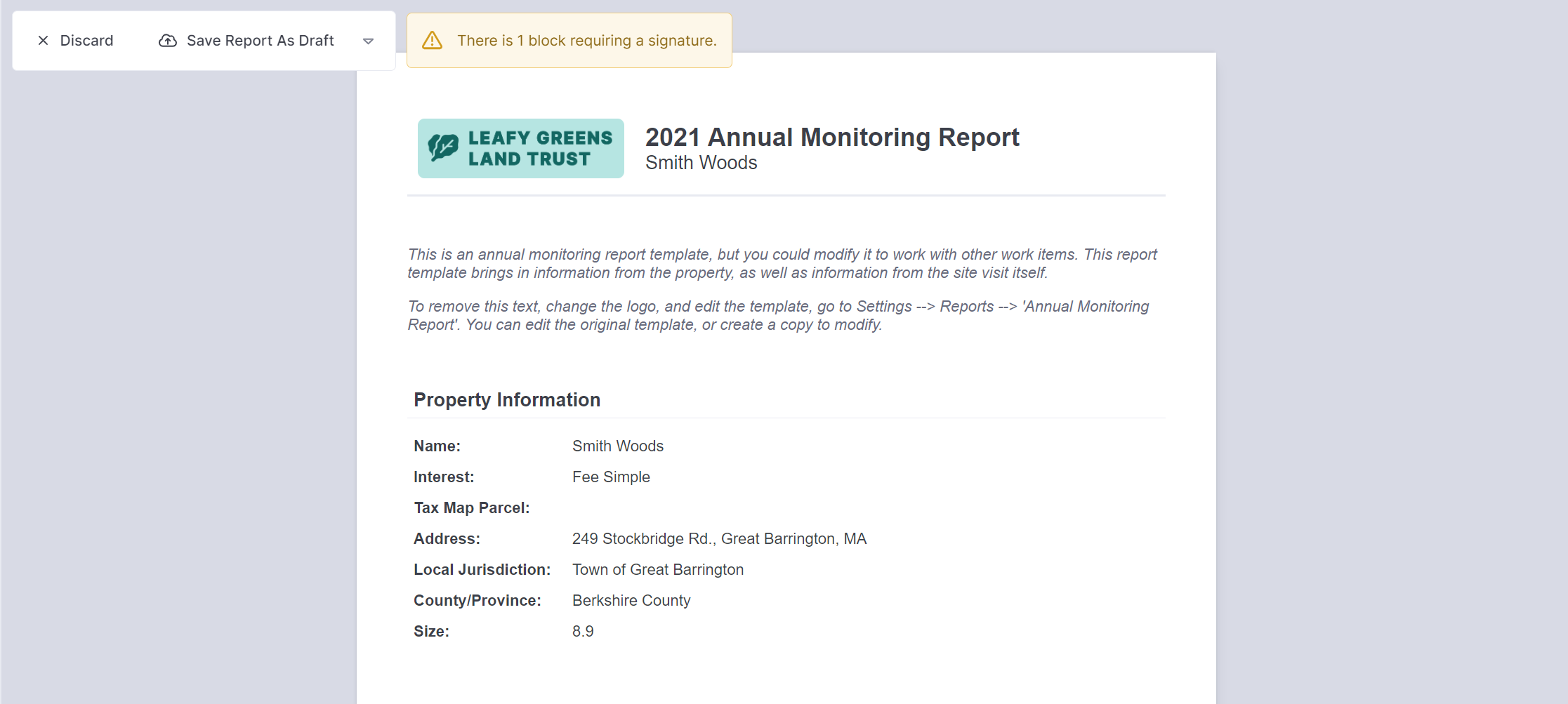 Running and saving a report - Landscape Knowledge Base