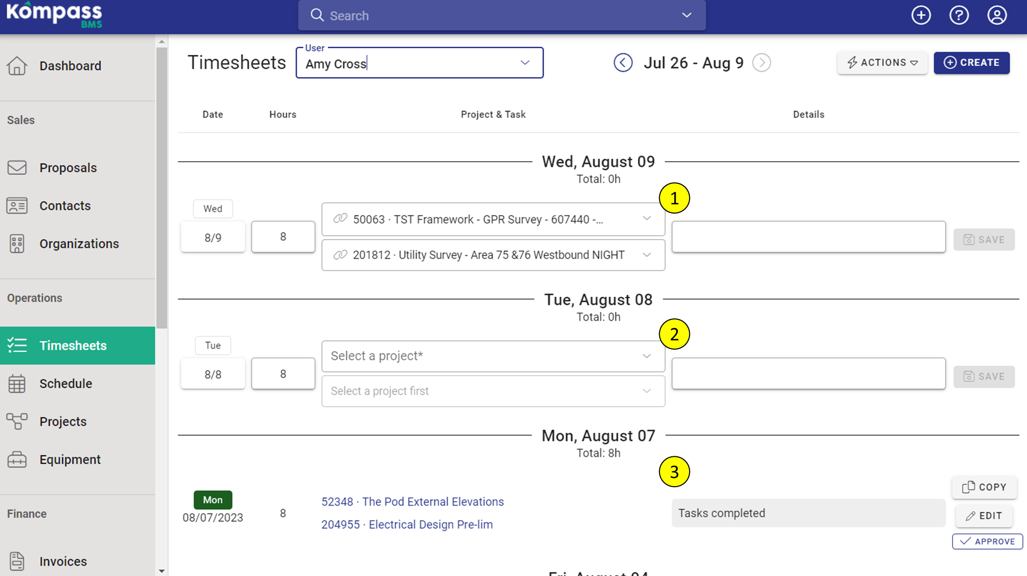 Record a diary entry - Kompass BMS Knowledge Base