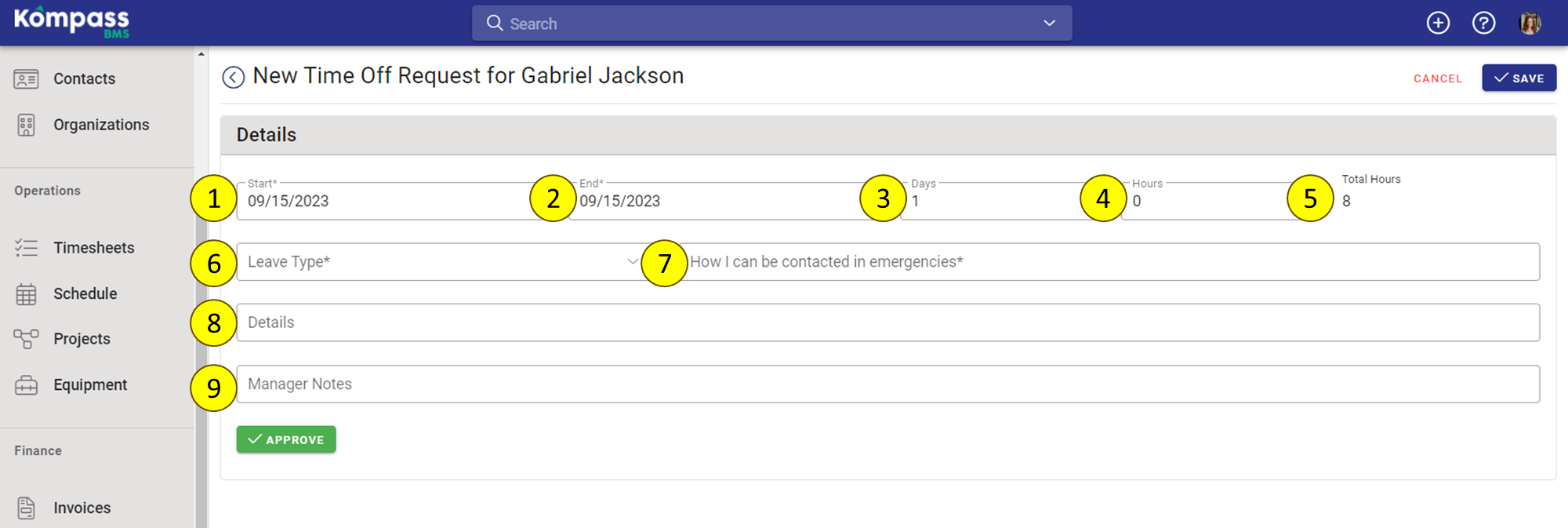 Create a new leave request - Kompass BMS Knowledge Base