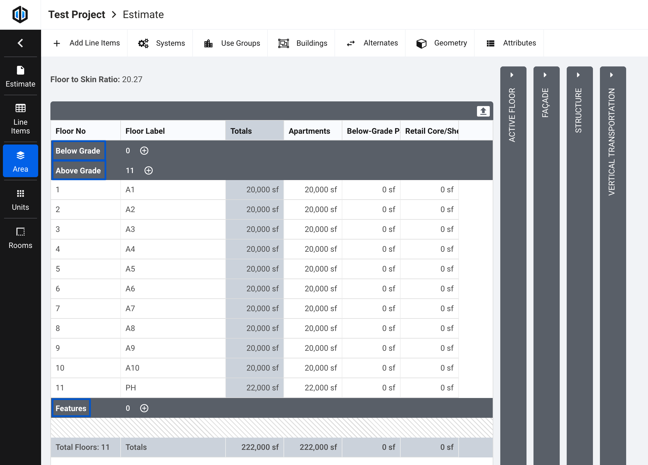 Using the Area tab in an Estimate - Ediphi Help Center