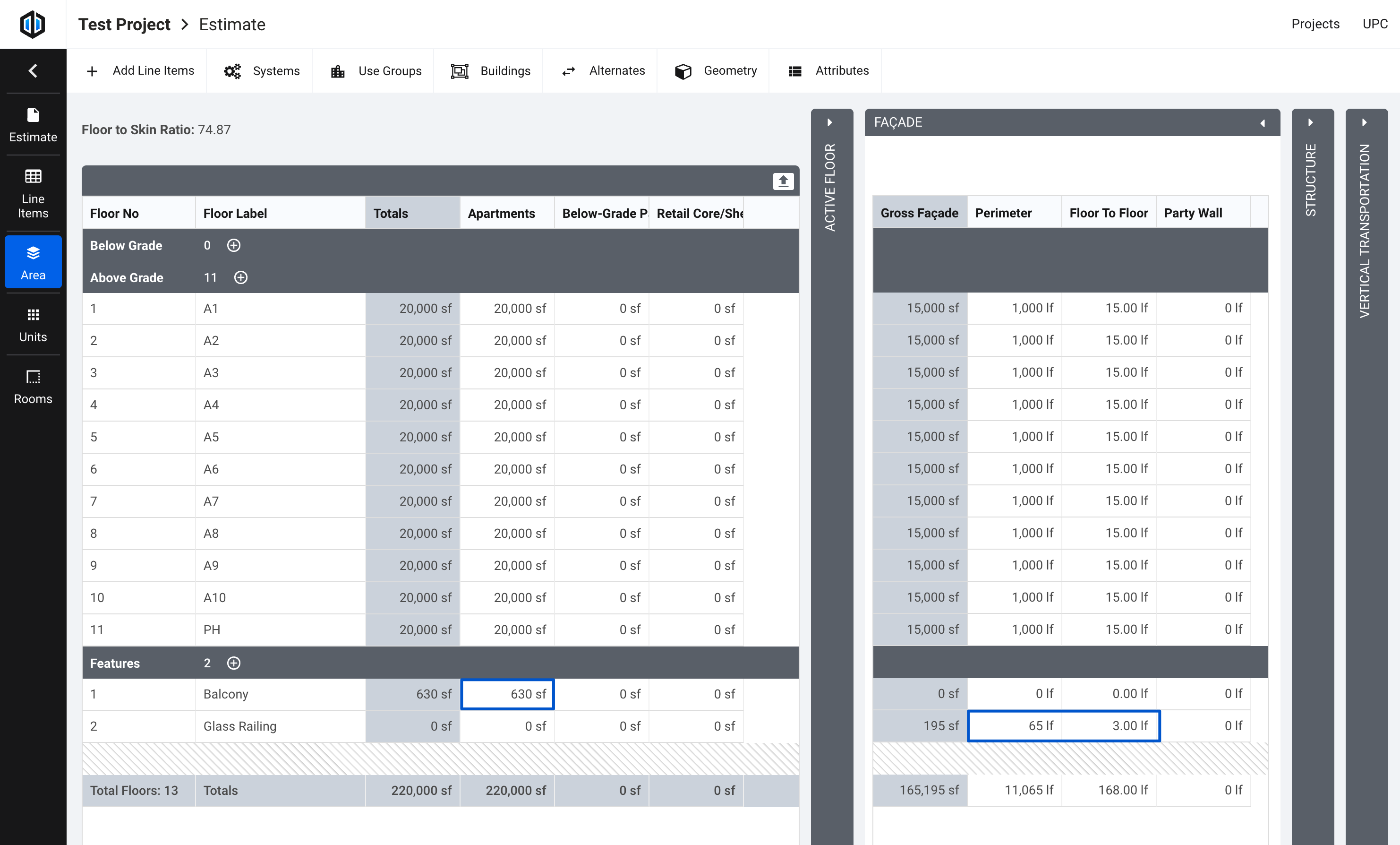 Understanding the Features section of the Area tab - Ediphi Help Center