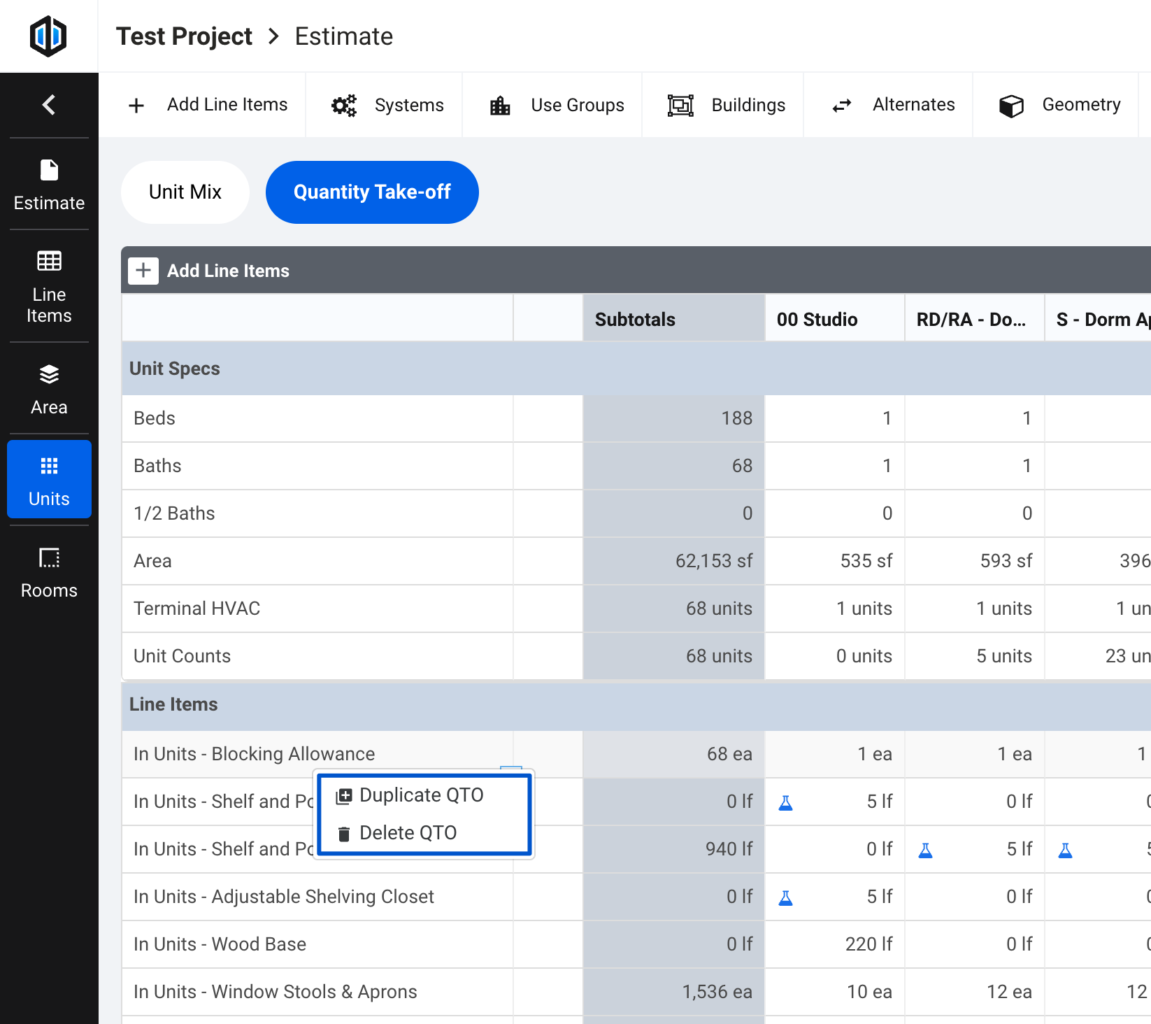 Using the Units tab in an Estimate - Ediphi Help Center