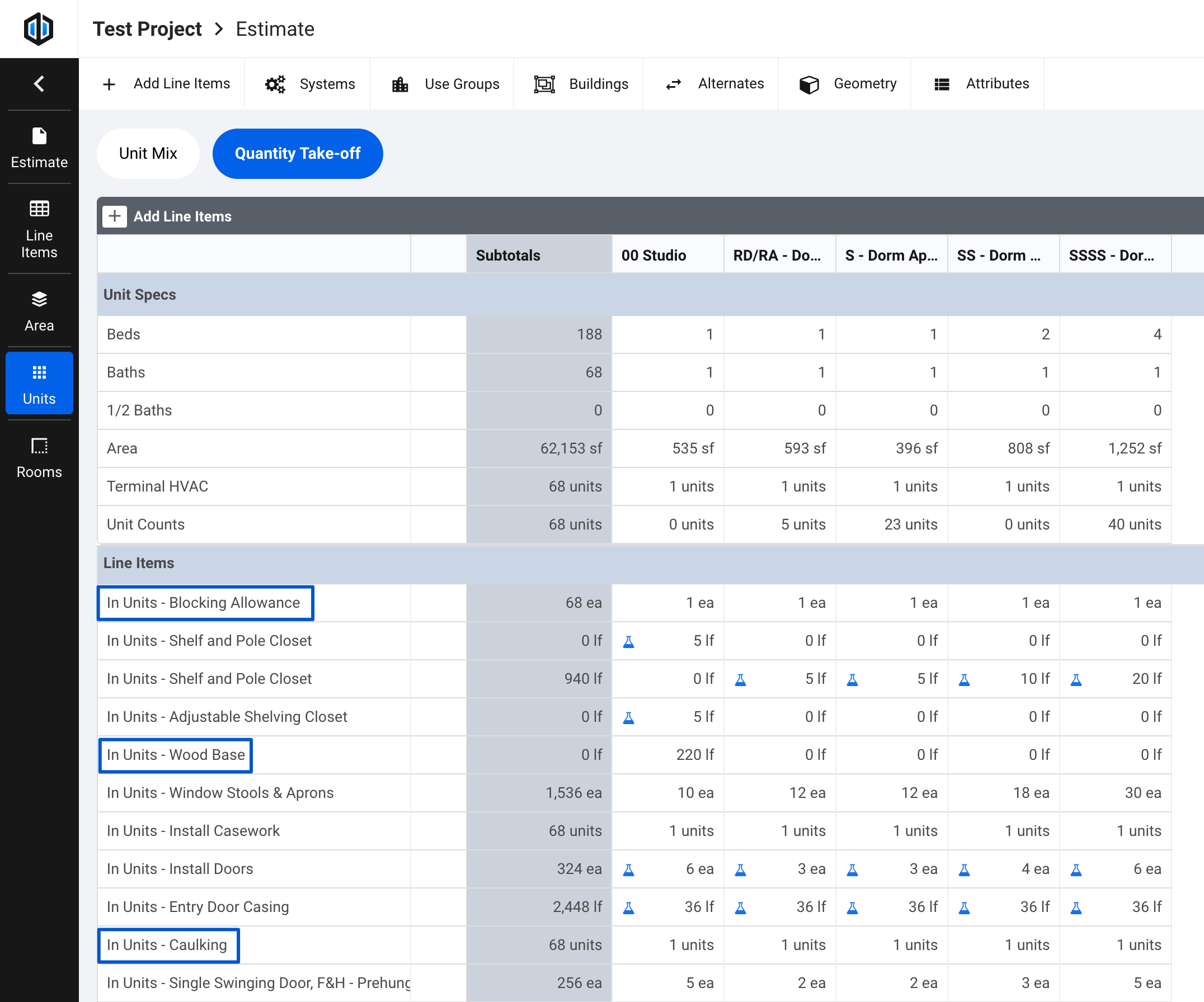 Using the Units tab in an Estimate - Ediphi Help Center