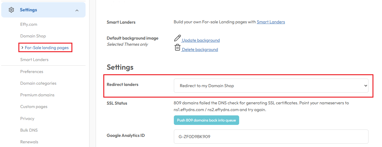 Redirect your For-Sale landing pages - Efty - Knowledge Base