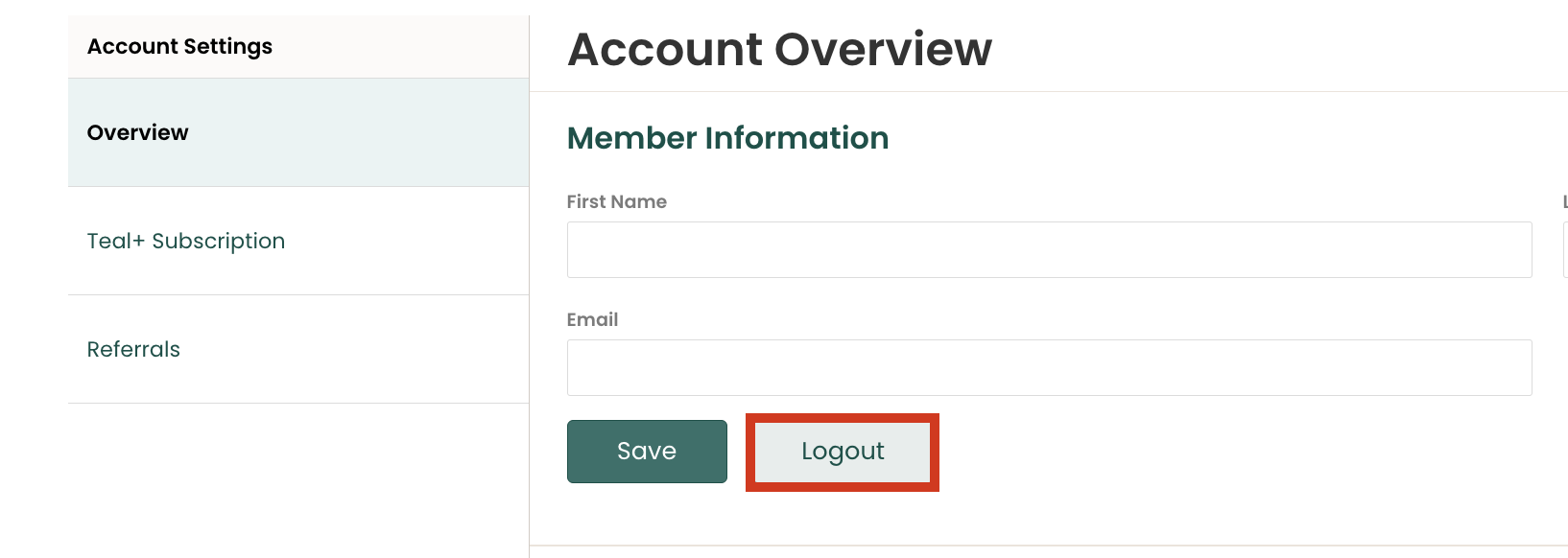 How to Log Out - Teal Support Center
