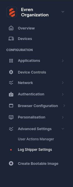 How to enable Log Shipper settings using Evren Manager Portal - Evren ...