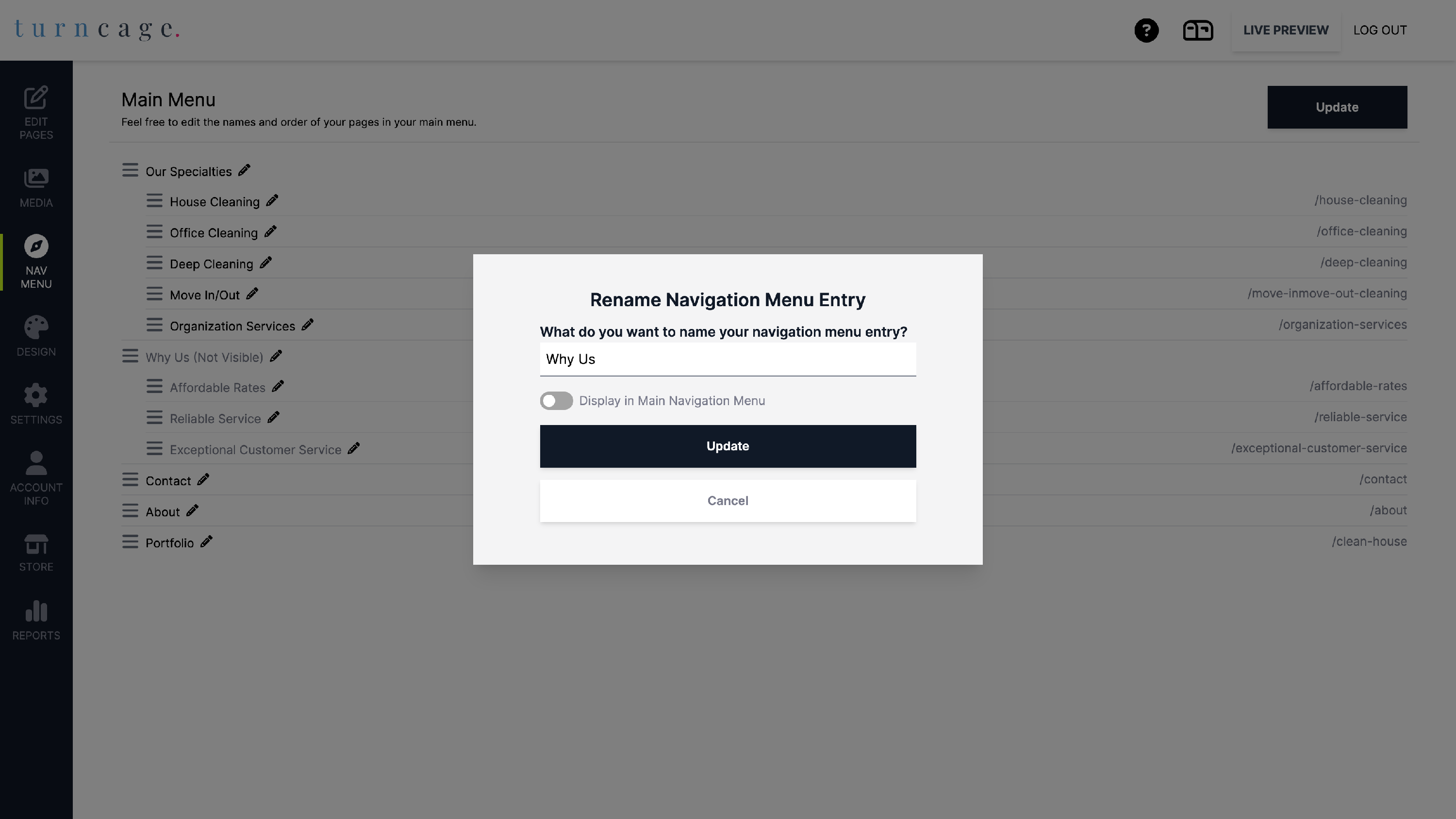 How To Add "Why Us" To Your Website's Main Menu? - TurnCage Knowledge Base