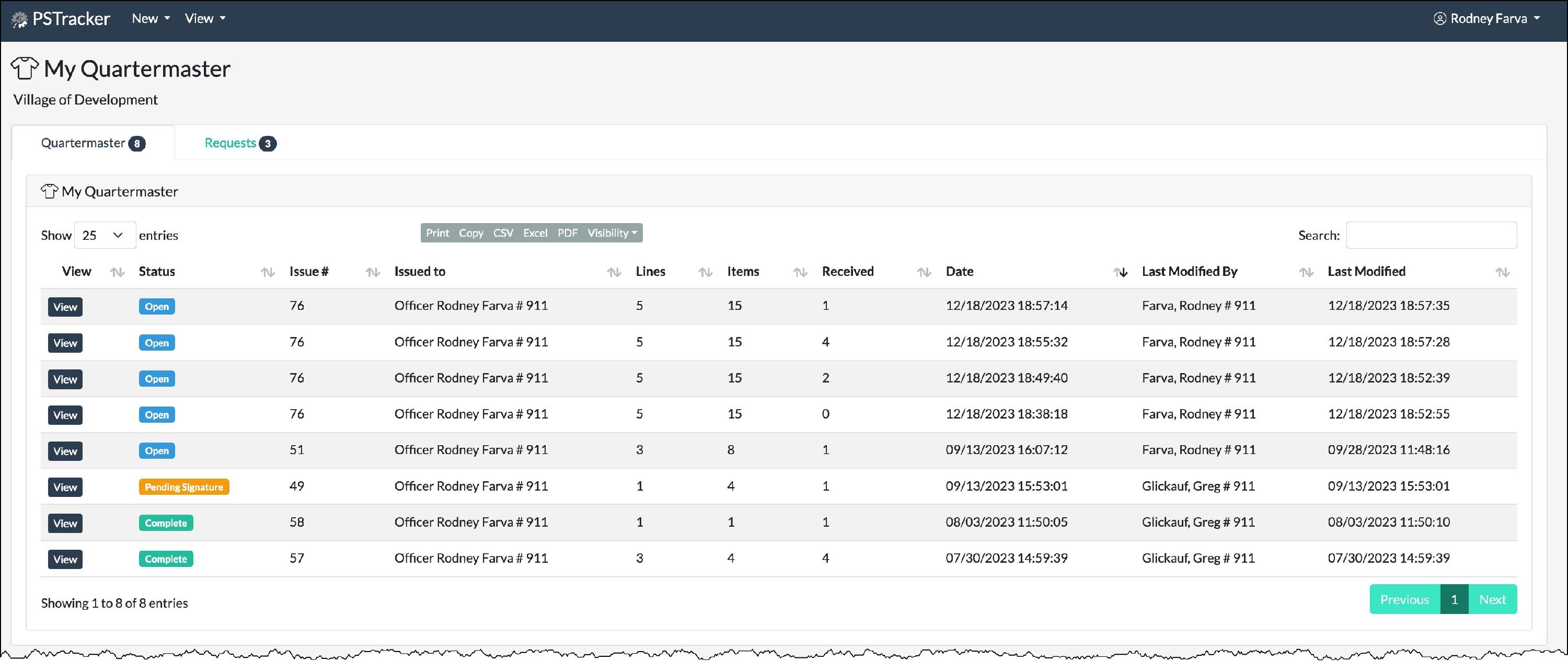 My Quartermaster - pstracker