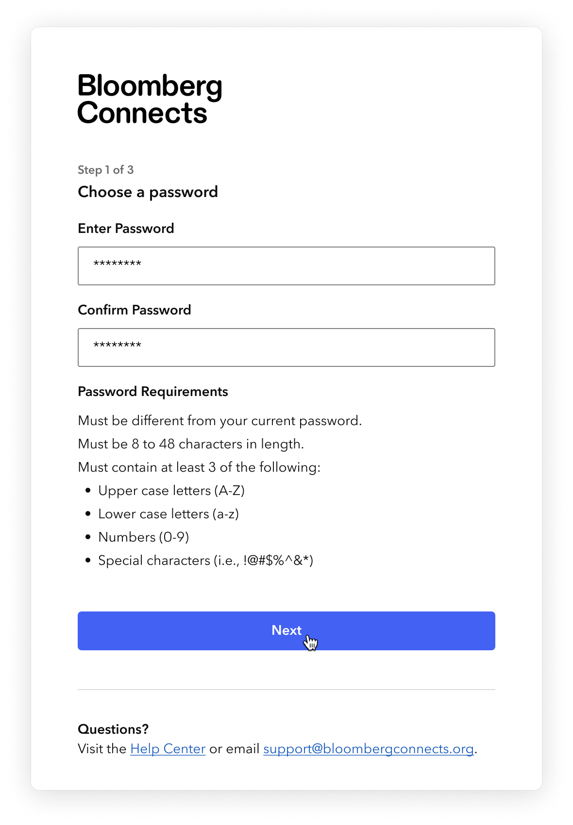 First-Time CMS Login - Bloomberg Connects Support